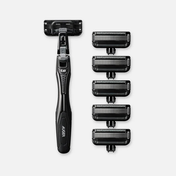 KAI Auger 5-Blade Razor Pack (1 Razor + 6 Cartridges) – KAI INDIA ONLINE